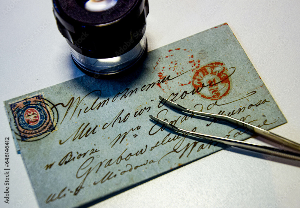 Filatelistyka, List z jedynką, Pierwszy Polski znaczek Stock Photo ...