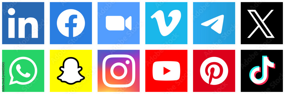 TikTok, Instagram, Youtube, Pinterest, LinkedIn, Facebook, Zoom, Vimeo ...