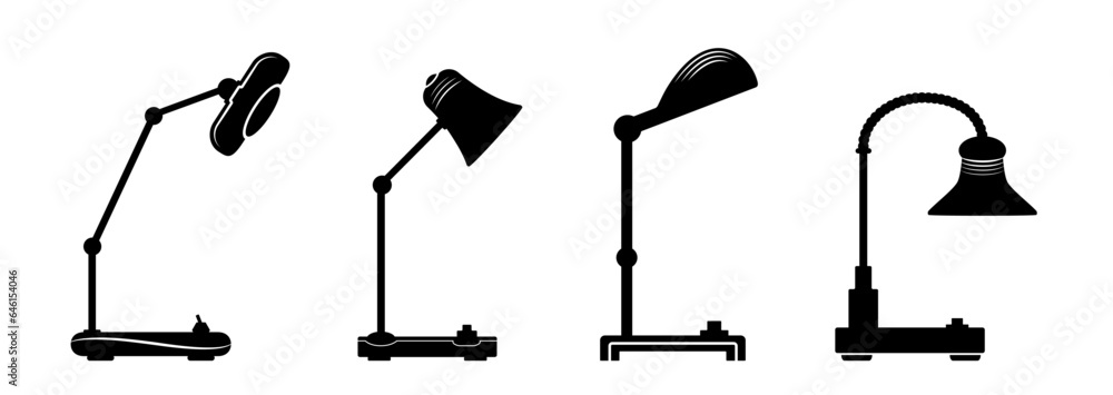 Office lamp, desktop light vector illustration set. Business lamps ...