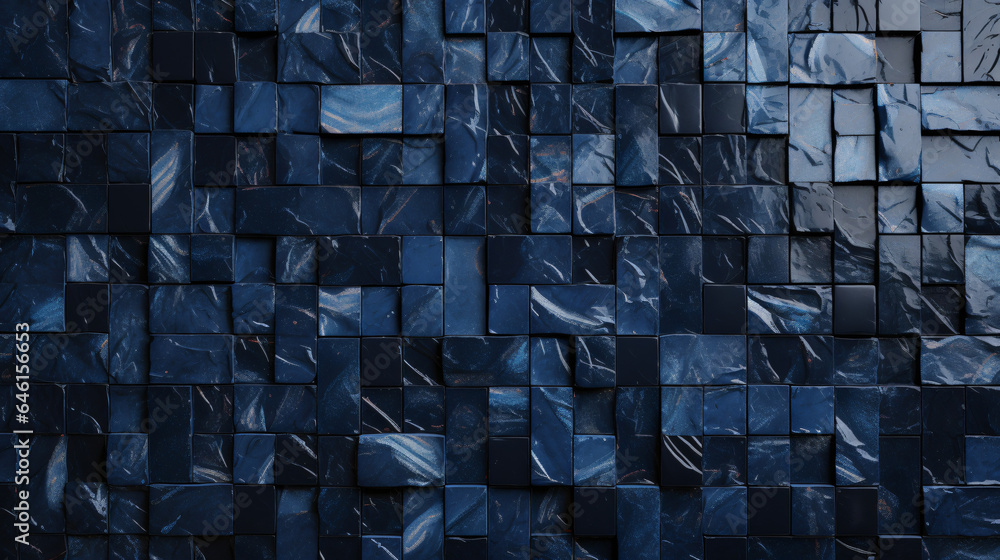 Navy blue mosaic square tile pattern, tiled background Stock Photo ...