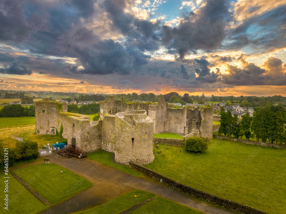 Aerial view of Roscommon castle in Ireland, Anglo Norman stronghold ...
