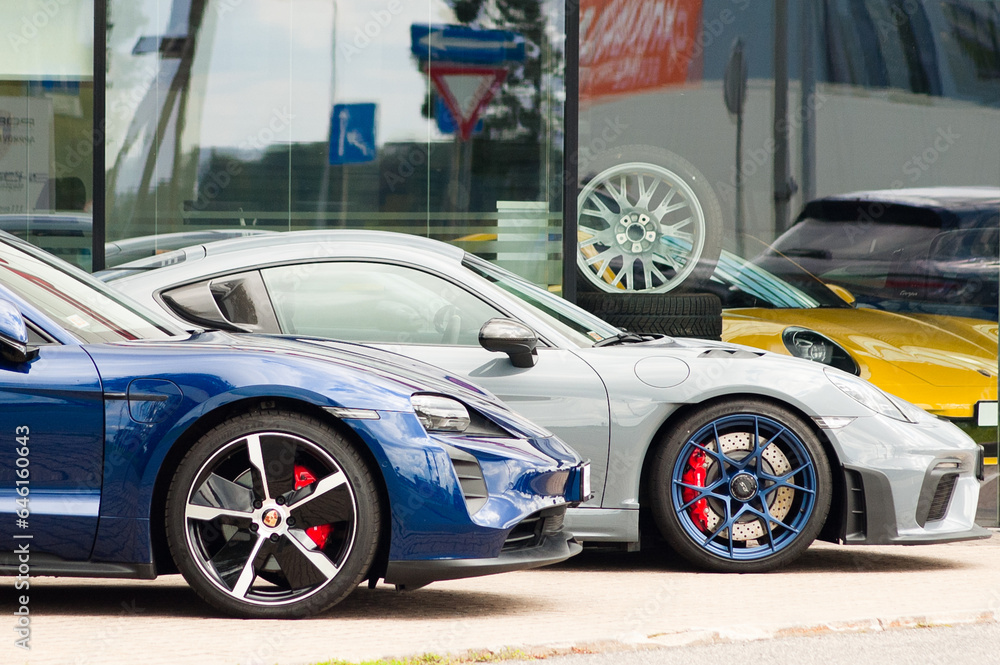 Riga, Latvia – September 3, 2023: new Porsche cars Stock Photo | Adobe ...