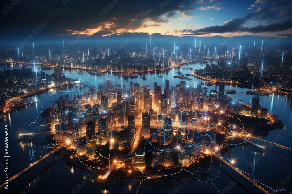 Global Markets. World map with trade routes and connections ...