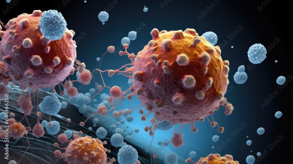 microscopic view of fat cells, depicting the link between obesity or ...