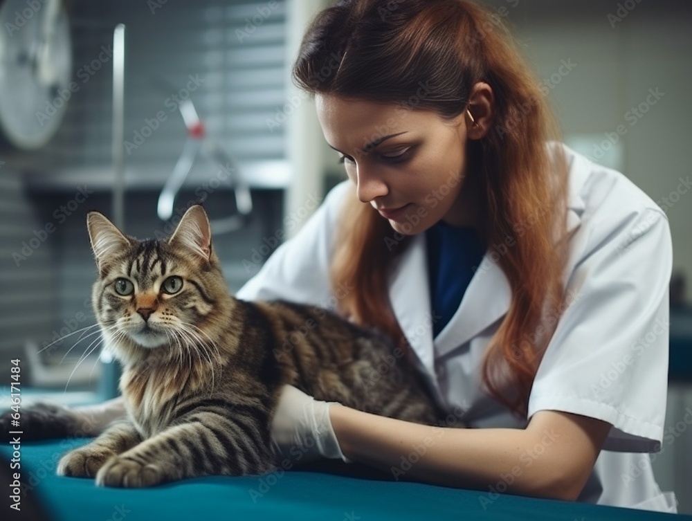 Young Attractive Cat Owner Holds Her Beloved Red Pet Maine Coon at a ...