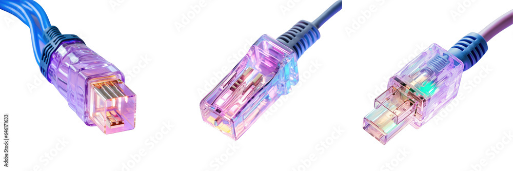 Png Set RJ45 connector on a reflective background transparent ...
