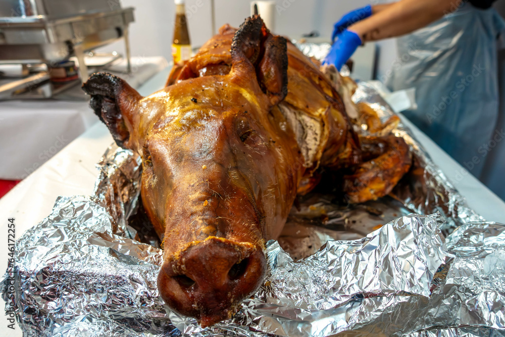 A hog roast pig or lechon is traditionally severed at Filipino ...