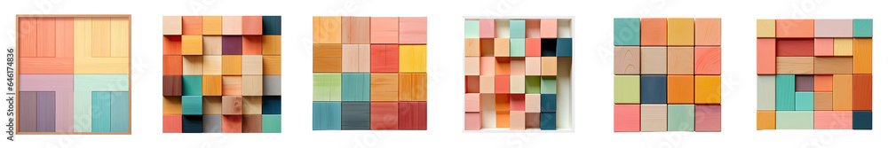 Png Set Vivid wooden blocks on a transparent background Stock ...