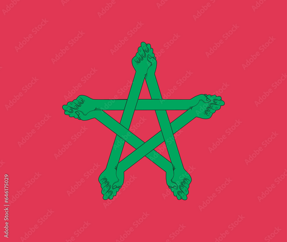 Support for Morocco, Moroccan Flag With a handshake sign as symbole of ...