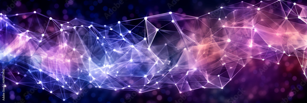 Abstract purple background with triangles. Concept for neural network ...