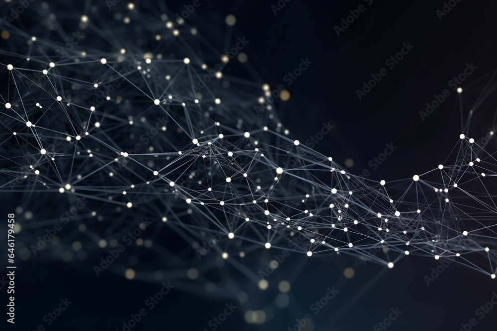 Abstract background with triangles. Concept for neural network, big data, communication, data ...