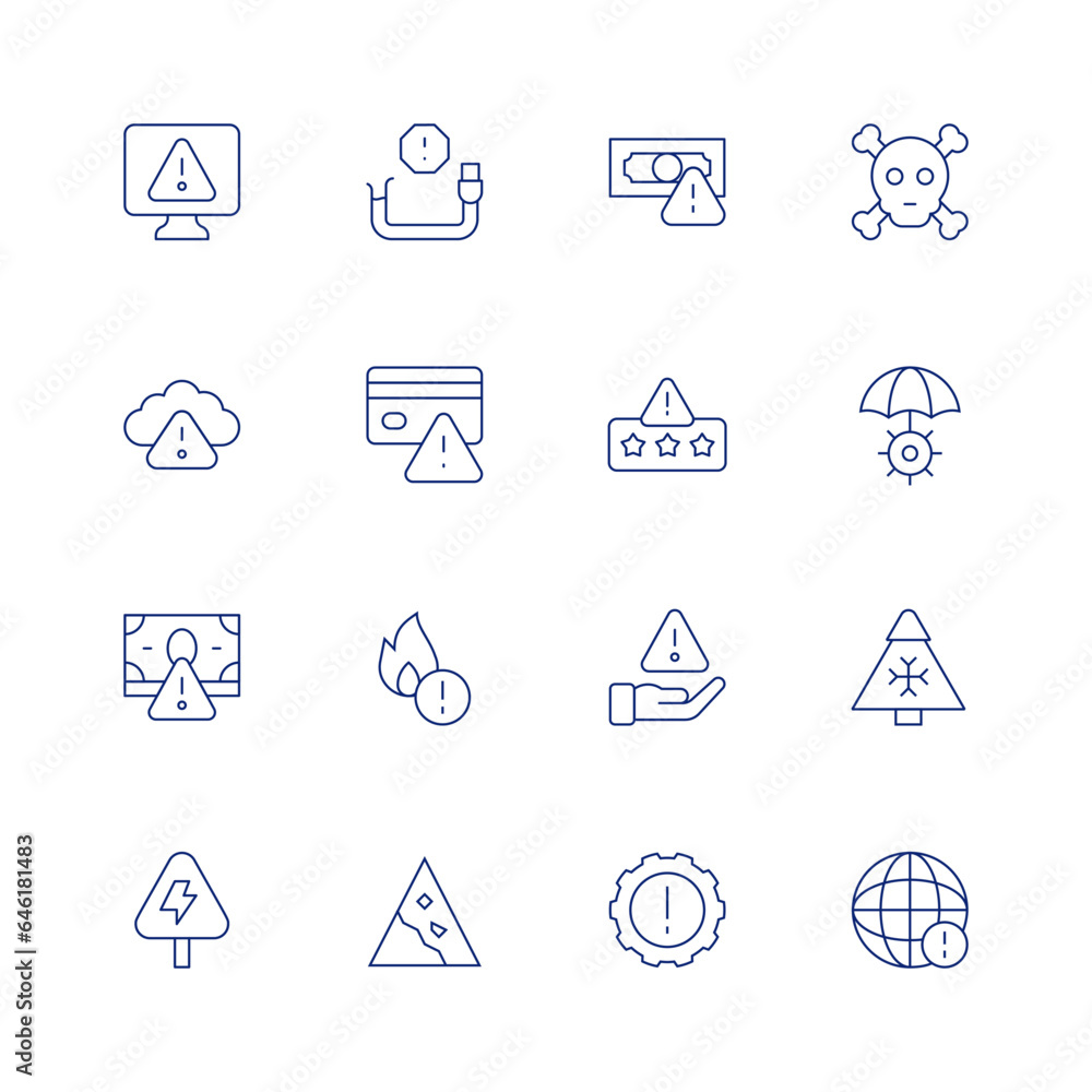 Risk line icon set on transparent background with editable stroke ...