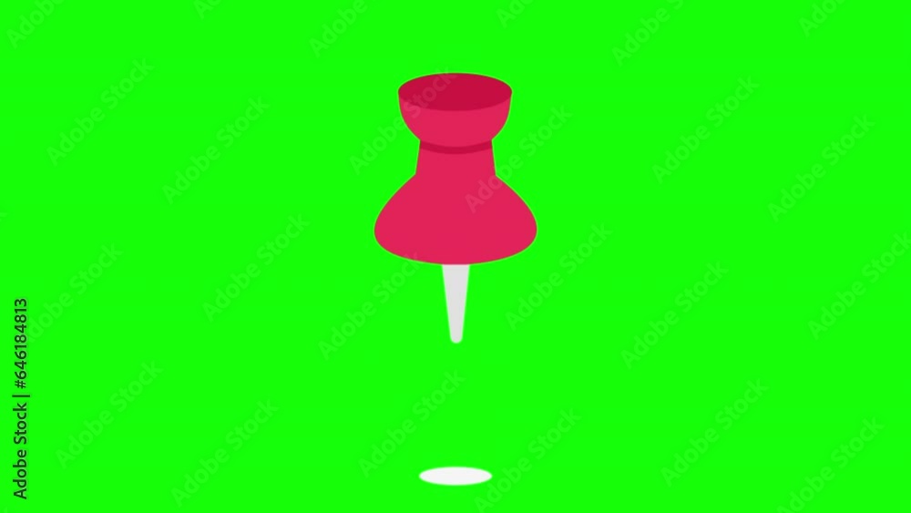 2d looping animation of push pin on green screen Stock ビデオ | Adobe Stock