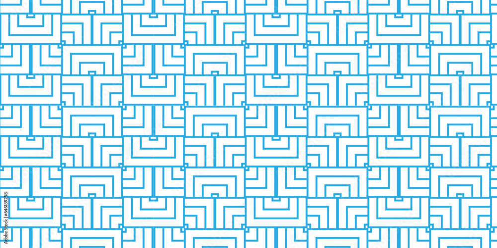 Seamless blue pattern with squares line wave and geomatric pattern met ...