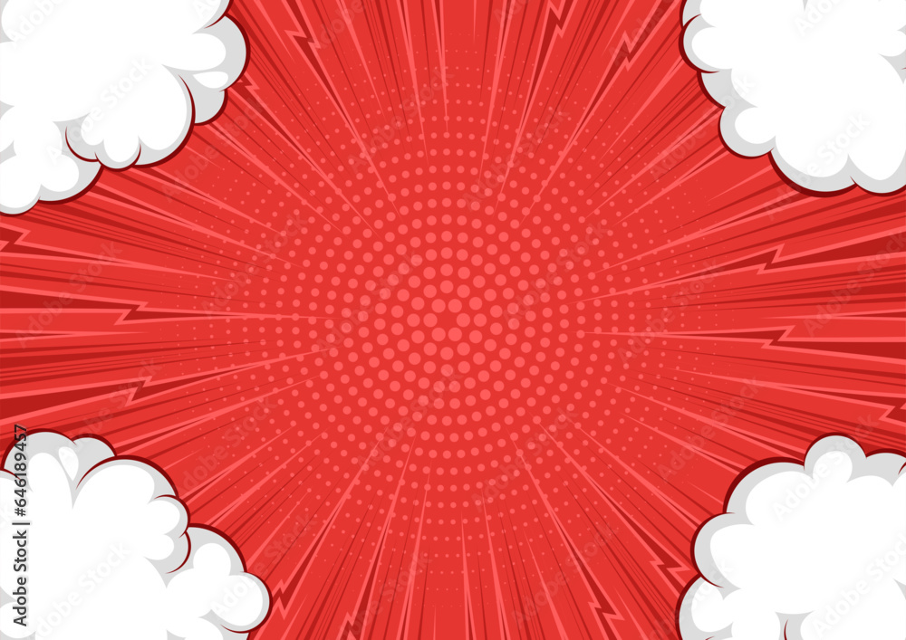 red speed lines comic abstract background, cartoon clipart graphics ...
