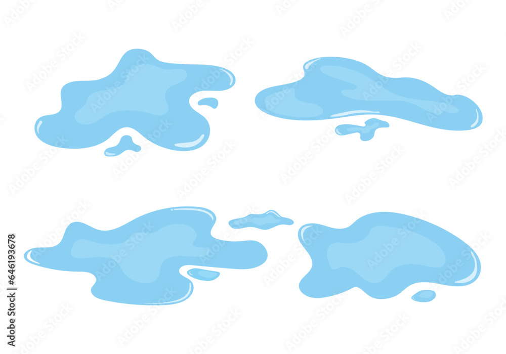 set of water puddle vector illustration isolated on white background ...