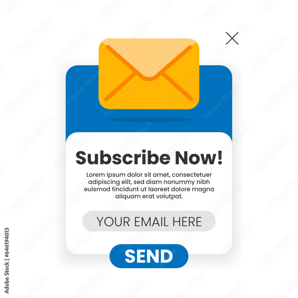 email subscribe pop up, submit button concept illustration flat design vector eps10. simple ...
