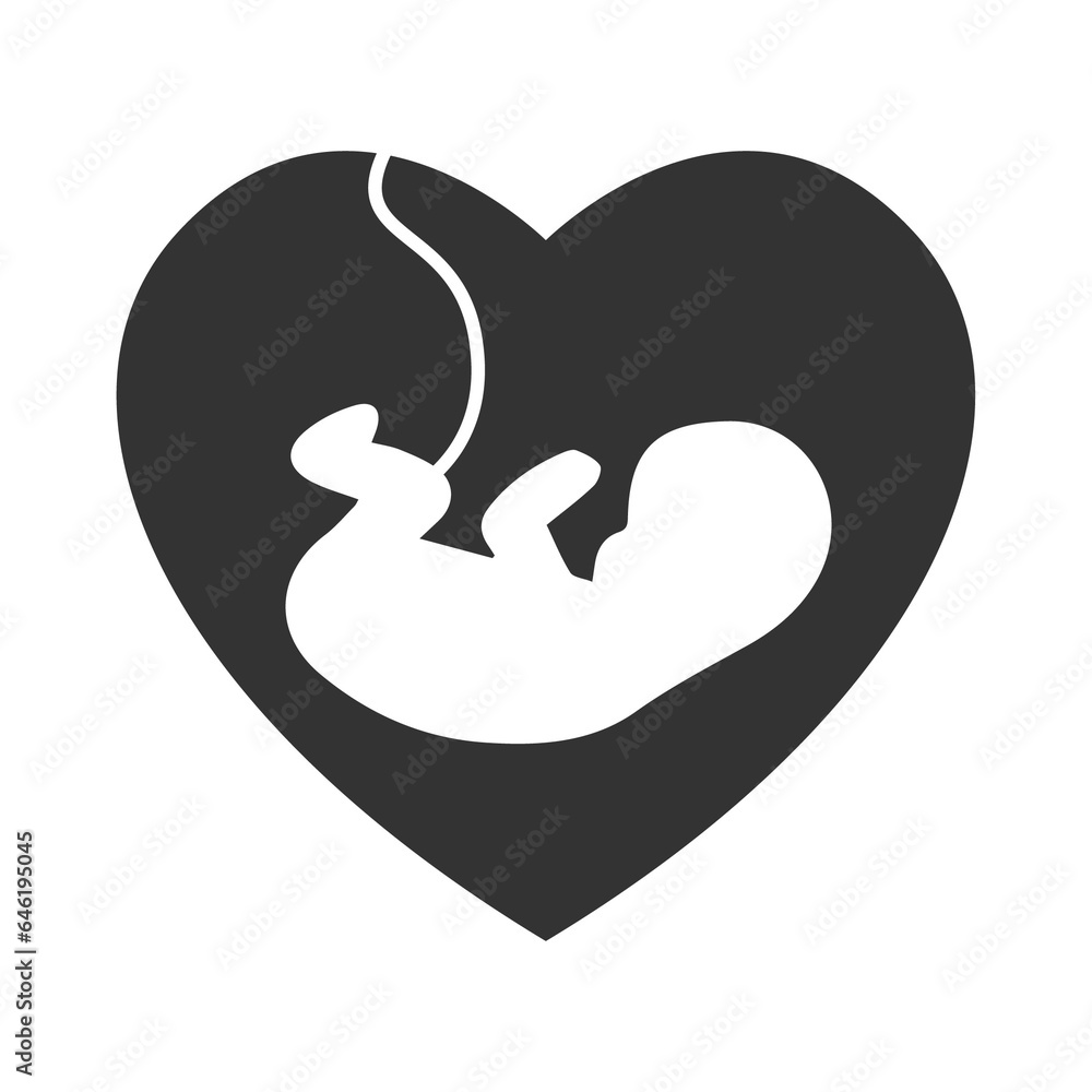 Poster Vector illustration of fetal love icon in dark color and ...