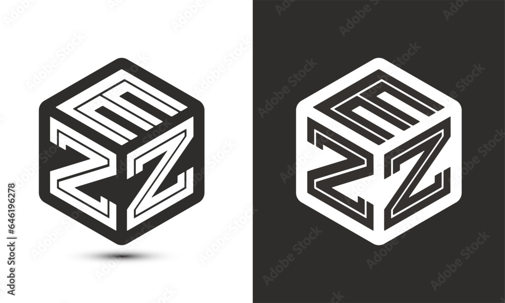 EZZ letter logo design with illustrator cube logo, vector logo modern ...