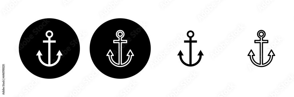 Anchor icon set. Anchor symbol logo. Anchor marine icon. Stock Vector ...