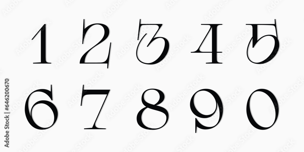 Number font. Font of numbers in classical style with contemporary ...
