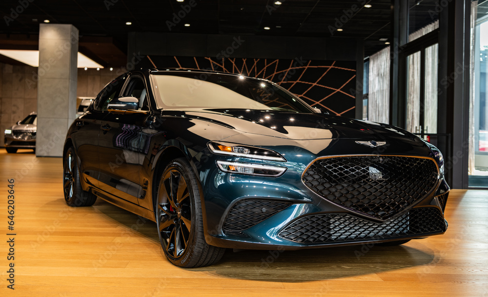 New York City, USA - August 06, 2023: Genesis G80 Hyundai electric ...