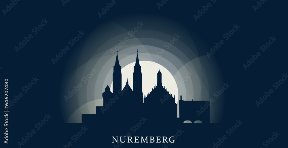 Germany Nuremberg cityscape skyline city panorama vector flat modern ...