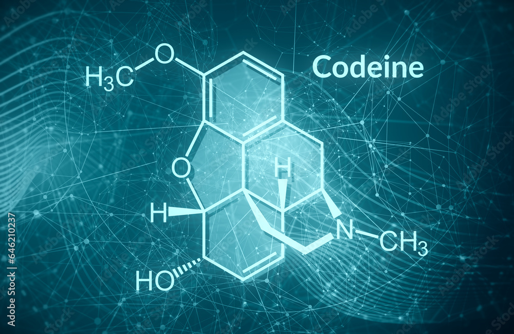 Codeine pain and cough relief drug molecule. Skeletal formula. Stock ...
