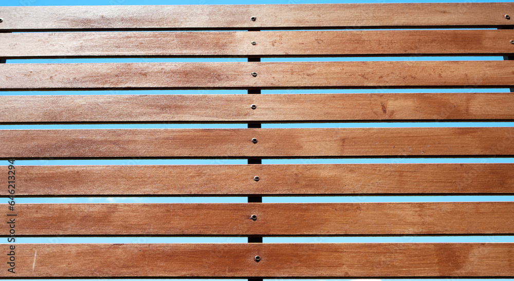 Full frame shot of wooden lath. Lath is a thin narrow strip of wood ...