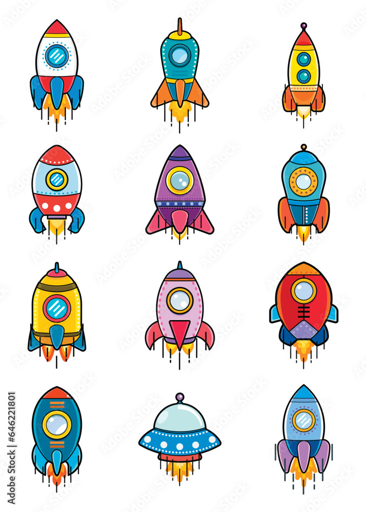 Rocket cartoon flying to the space, Rocket launch spaceship, Vector illustrator Stock Vector ...