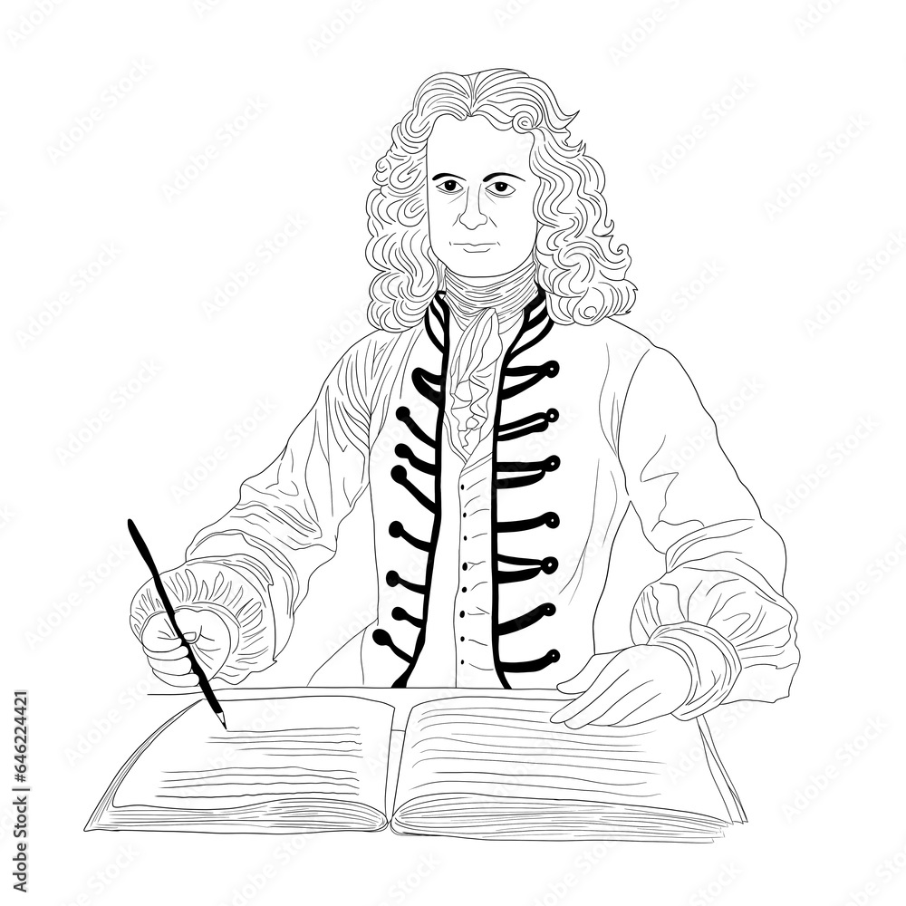 illustration of physics, Isaac Newton, Gravity, falling apple, Isaac ...