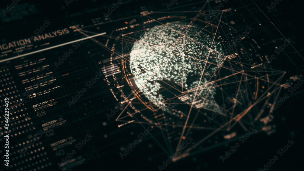 Advanced data matrix simulation UI with cutting-edge digital environment with a dynamic and ...