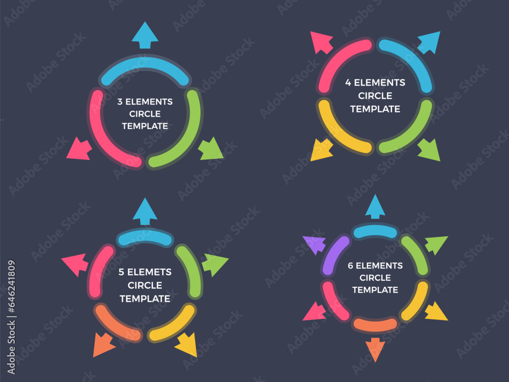 Circles with arrows divided on segments, infographic templates for ...