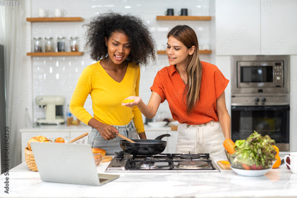 Diversity young happy love LGBT, LGBTQ caucasian and african family ...