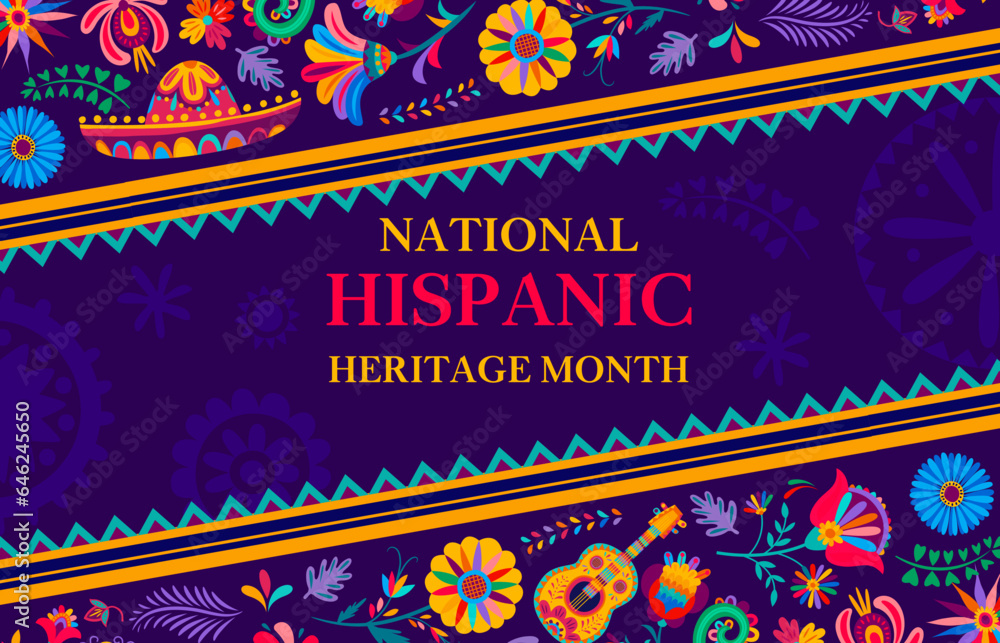 Banner of national hispanic heritage month festival, features bold ...