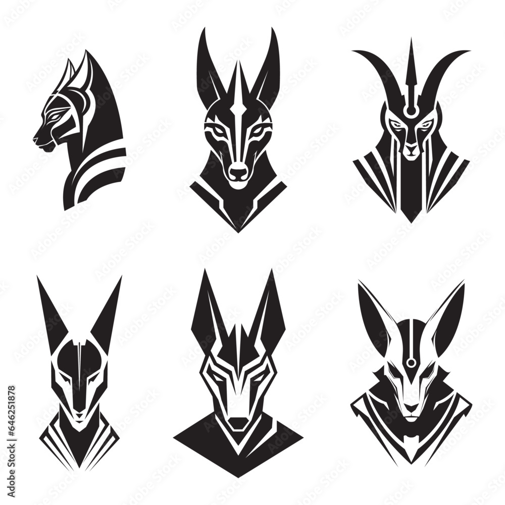 Anubis logo set - vector illustration, emblem design on white ...