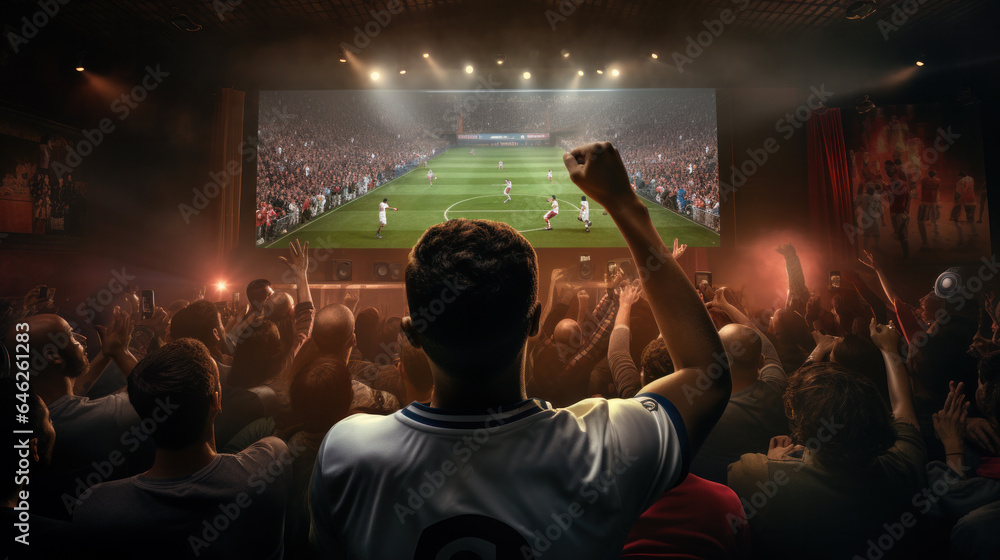 Group of Soccer Fans Watching a Live Football Match in a Sports Bar ...