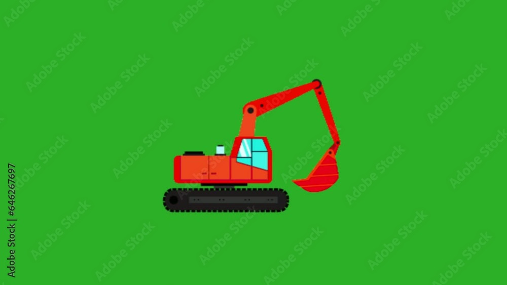 Vidéo Stock Backhoe footage. Animation of a backhoe car, with a green ...