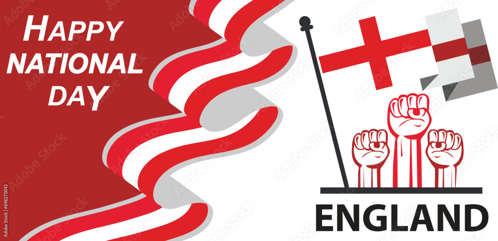 England national day banner, abstract retro modern Red and blue color ...