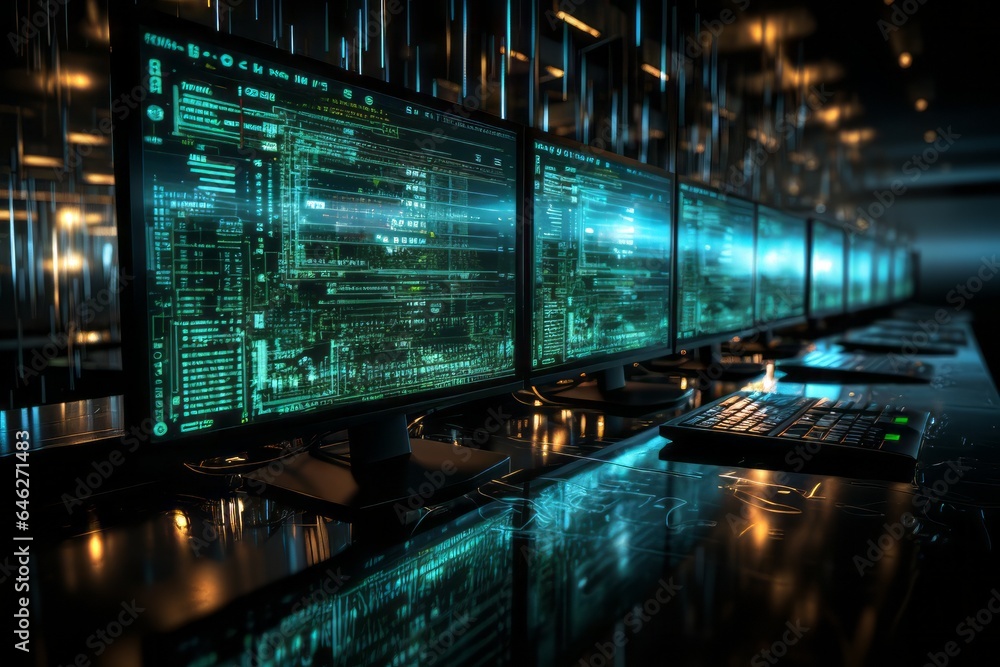 The image portrays a computer screen displaying lines of code and ...