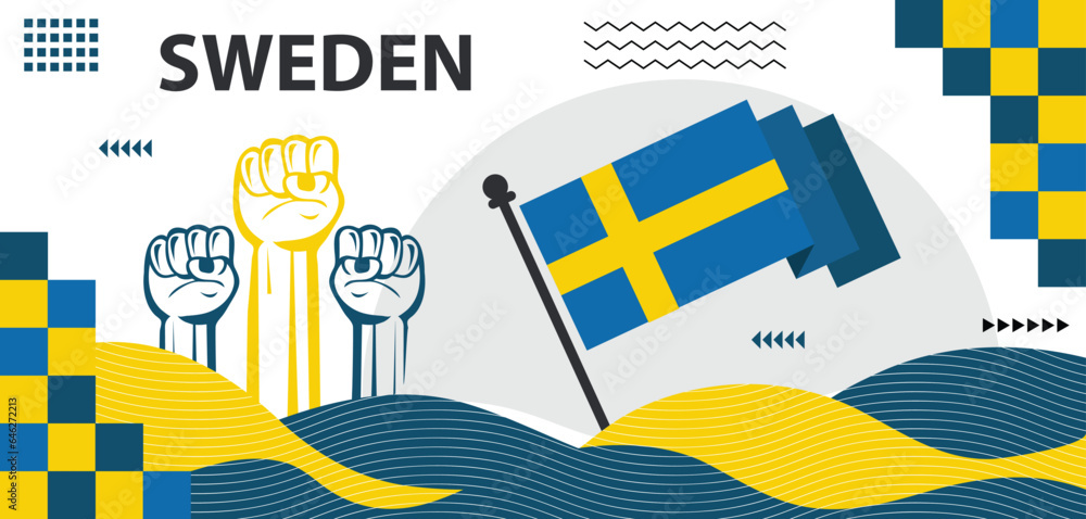 Vecteur Stock Sweden national day banner, Scandinavian flag colors ...