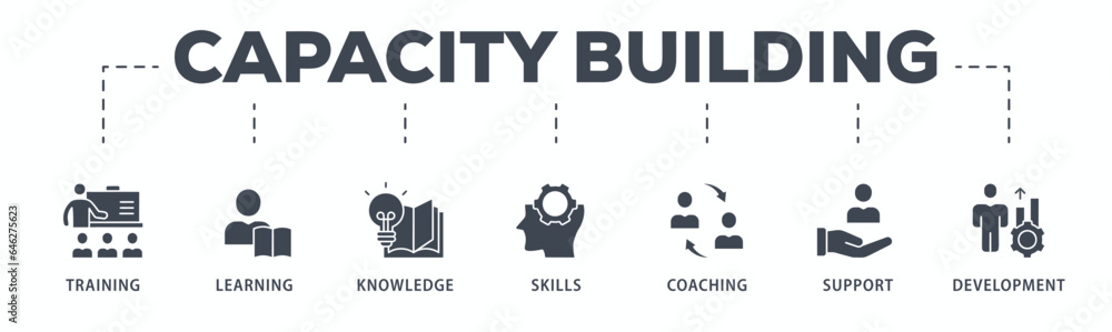 Capacity building banner web icon glyph silhouette with an icon of ...