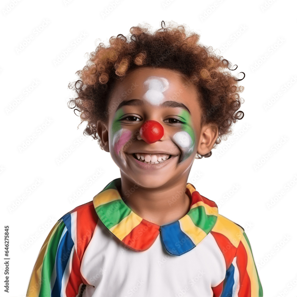 Cute little boy wearing clown Halloween costume. Isolated on ...