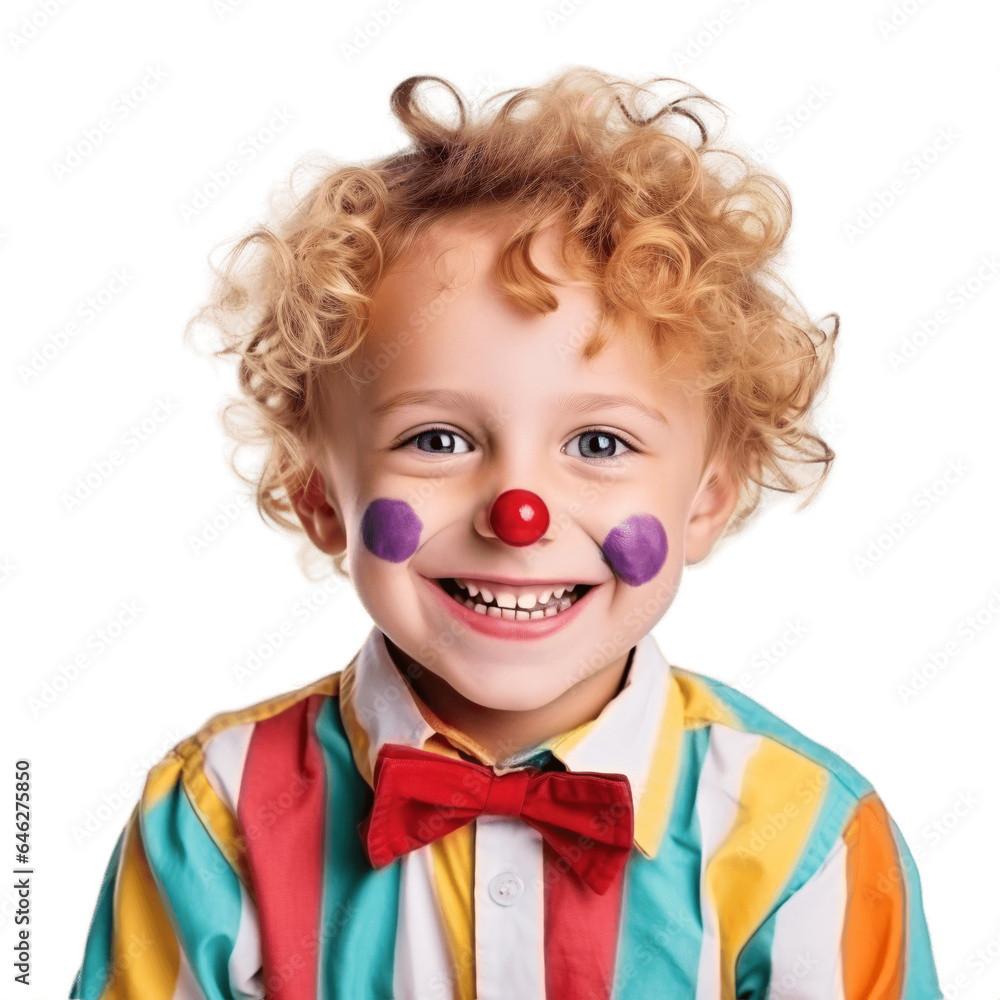 Cute little boy wearing clown Halloween costume. Isolated on ...