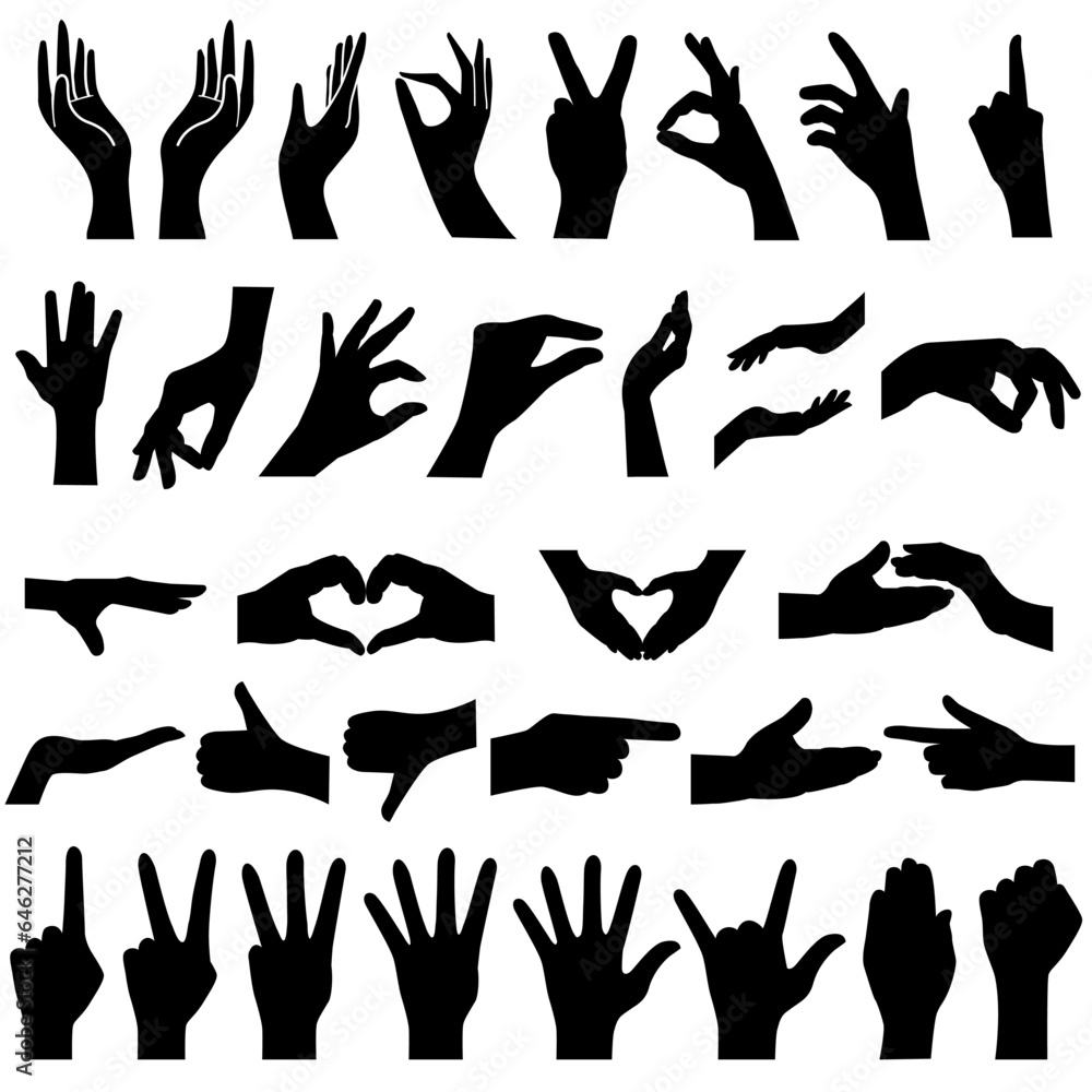 Hand symbol icon vector set. Hand illustration sign collection. Symbol ...