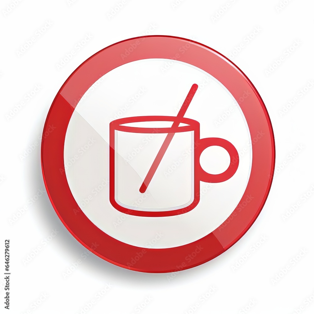 A line art icon sticker of a "No Food or Drinks" sign, with a fork and ...