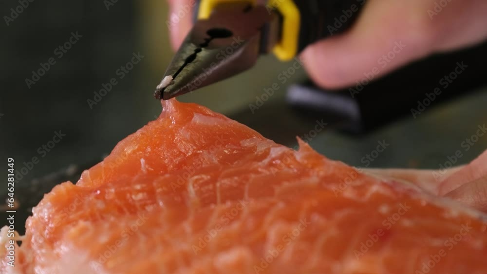 process of salting red fish salmon peel the fish from the husk cover it ...