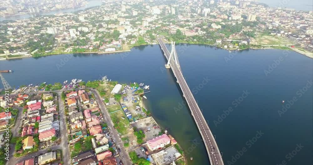 Video Stock The Lekki-Ikoyi Link toll bridge in Lagos, Nigeria - aerial ...