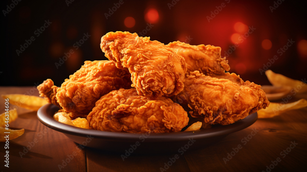 Crispy chicken thighs KFC crispy chicken meal Stock Photo | Adobe Stock