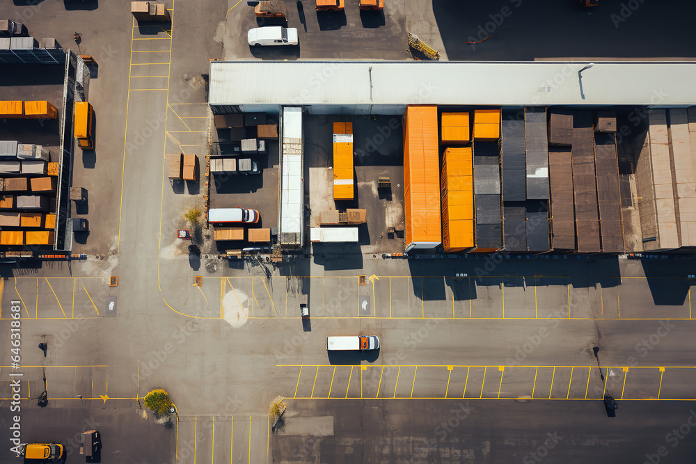 A bird's-eye view captures the systematic layout of a distribution ...